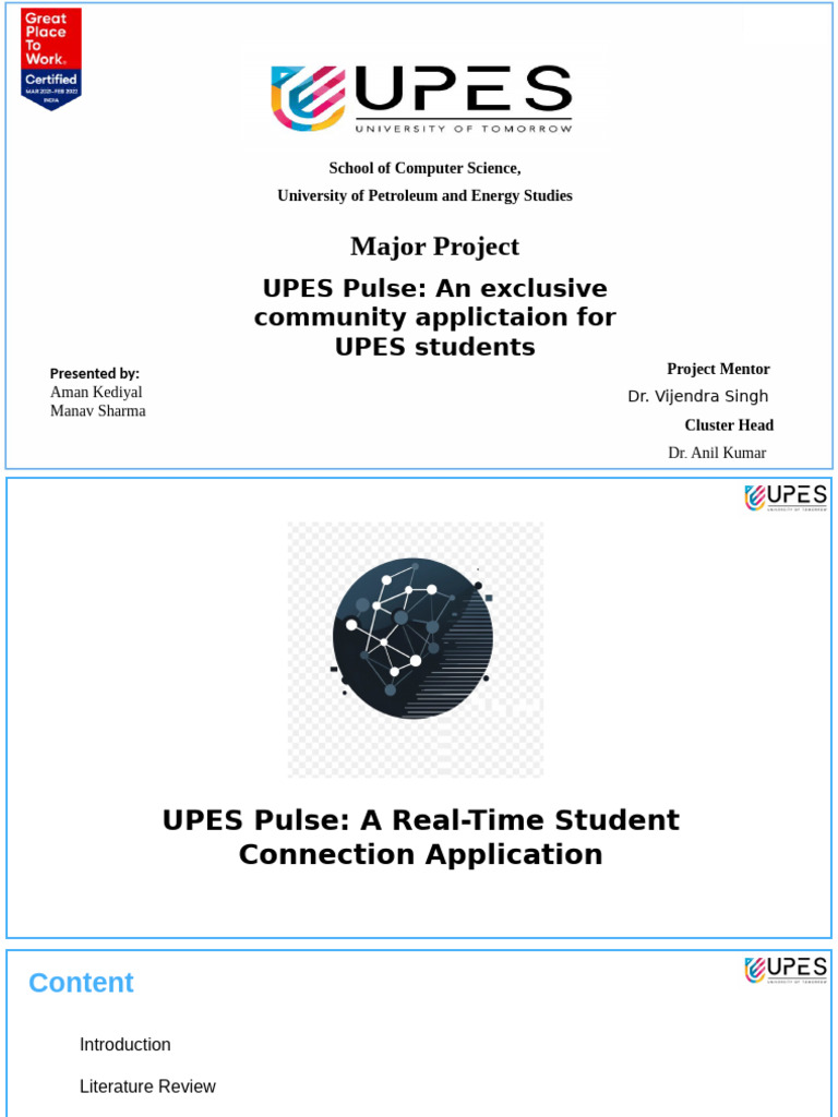 UPES Pulse: Student Connection App | PDF | Software Testing | Databases