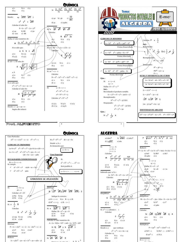 Ejercicios de Álgebra y Química | PDF | Ajedrez