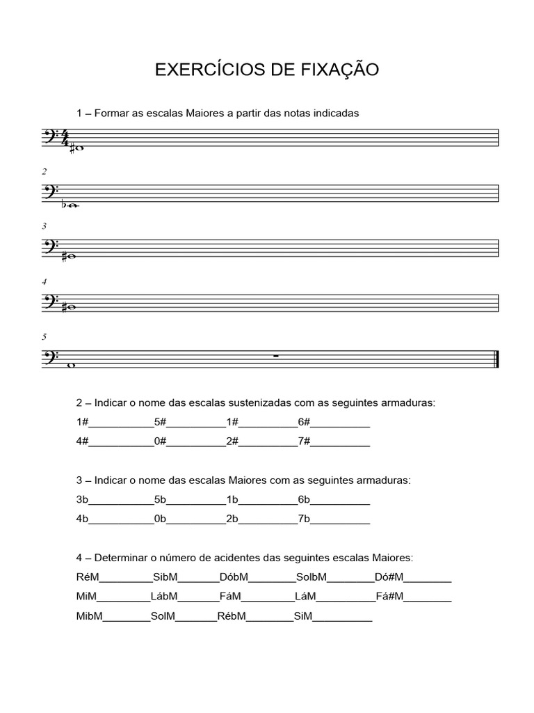 Exercícios Clave de Fá | PDF