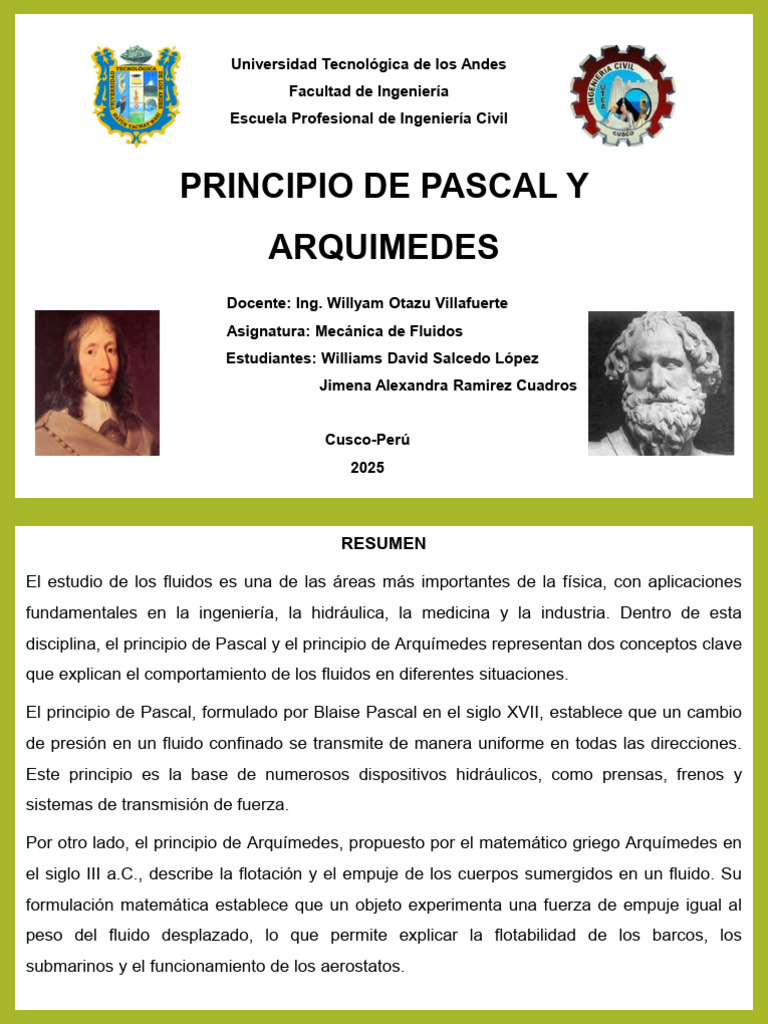DIAPOSITIVAS-PRINCIPIO_DE_PASCAL_Y_ARQUIMEDES[1] | PDF | Flotabilidad | Densidad