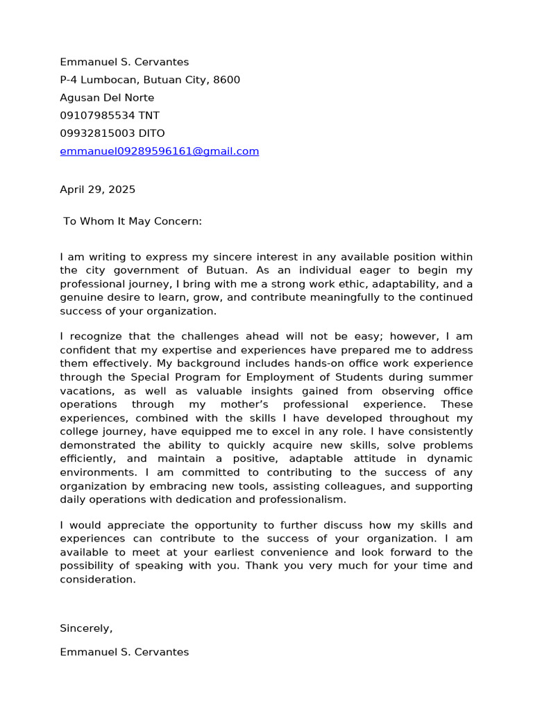 Job Interview Cover Letter | PDF