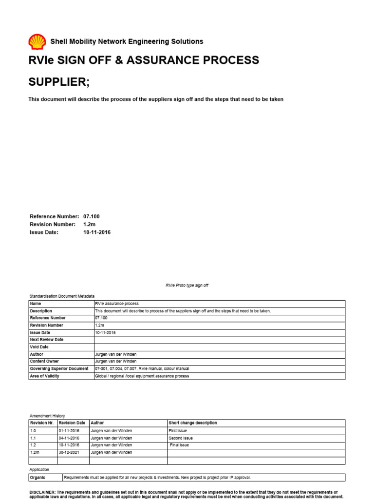 07 100+RVIe+Supplier+Sign+Off+v1 2m | PDF | Specification (Technical ...