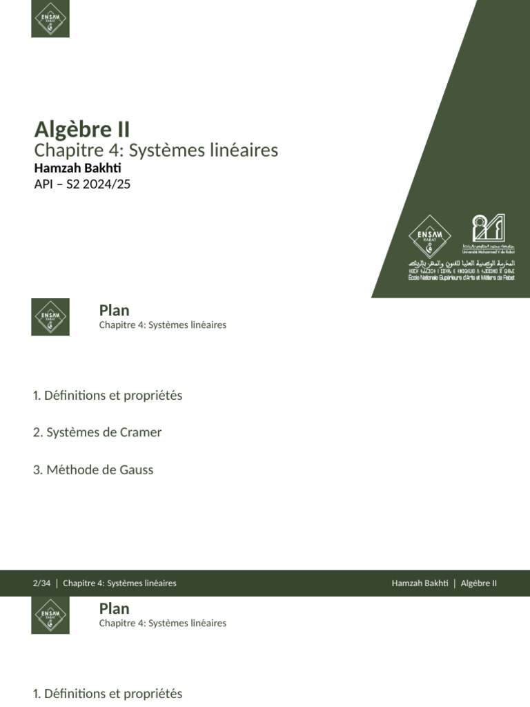 Systèmes Linéaires : Définitions et Méthodes | PDF | Système d ...