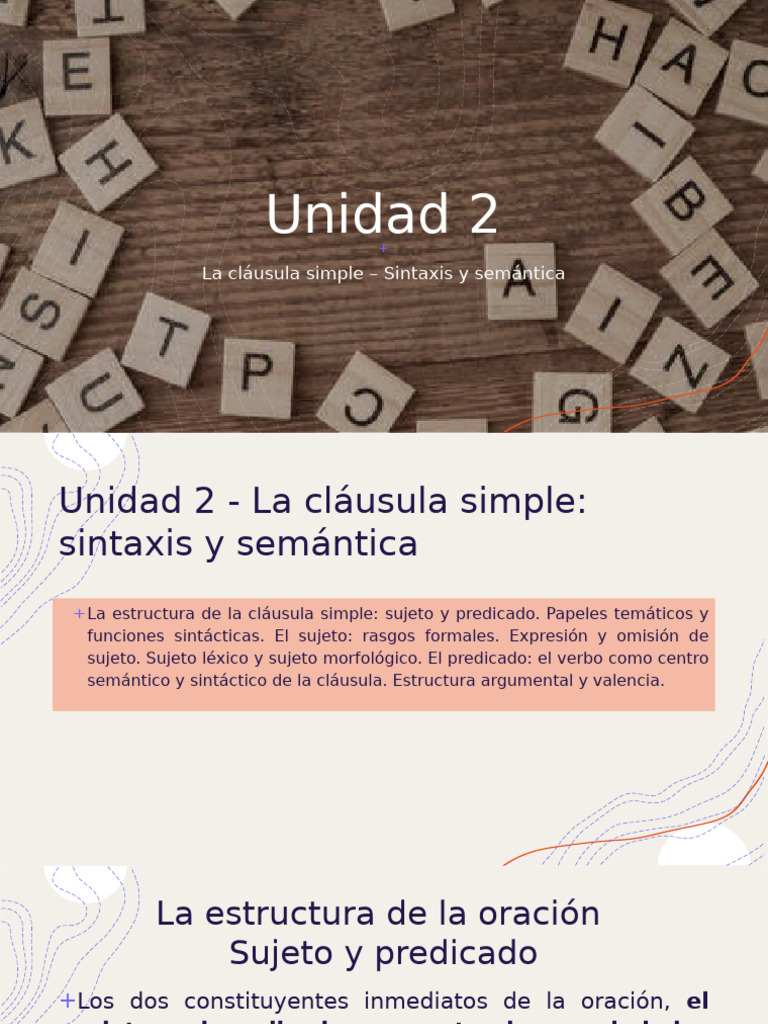 Unidad 2 - Sujeto y Predicado | PDF | Asunto (gramática) | Predicado (Gramática)