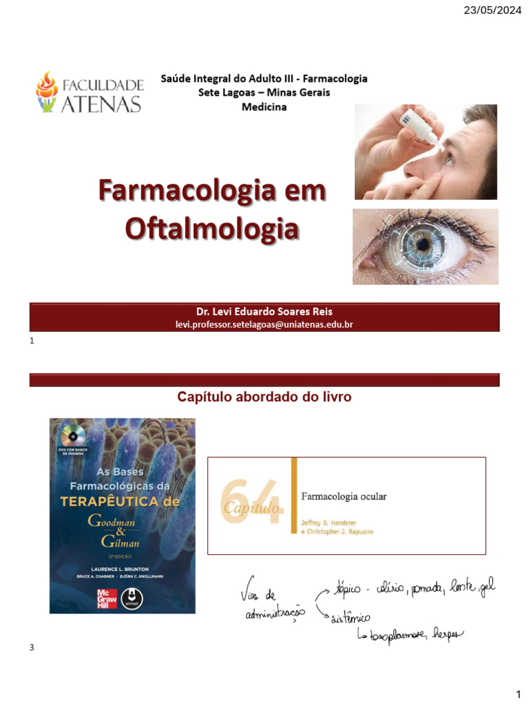 Slides - Farmacologia Oftalmo 2 | PDF | Sistema nervoso autónomo | Glaucoma