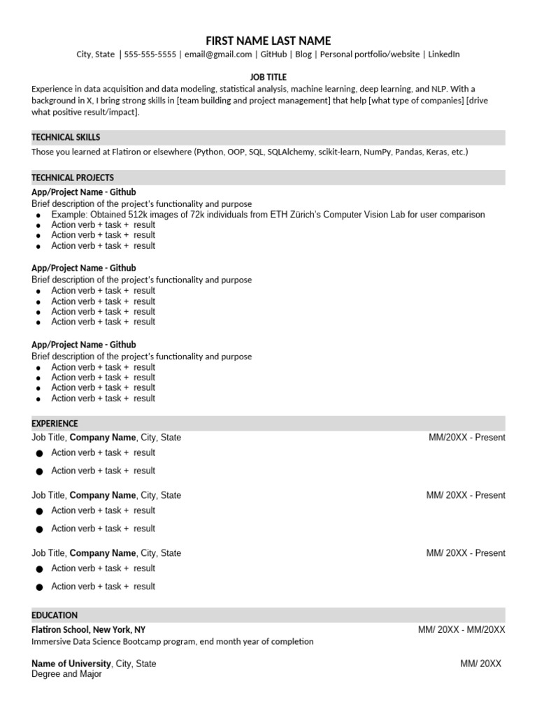 Data Science Resume Template | PDF