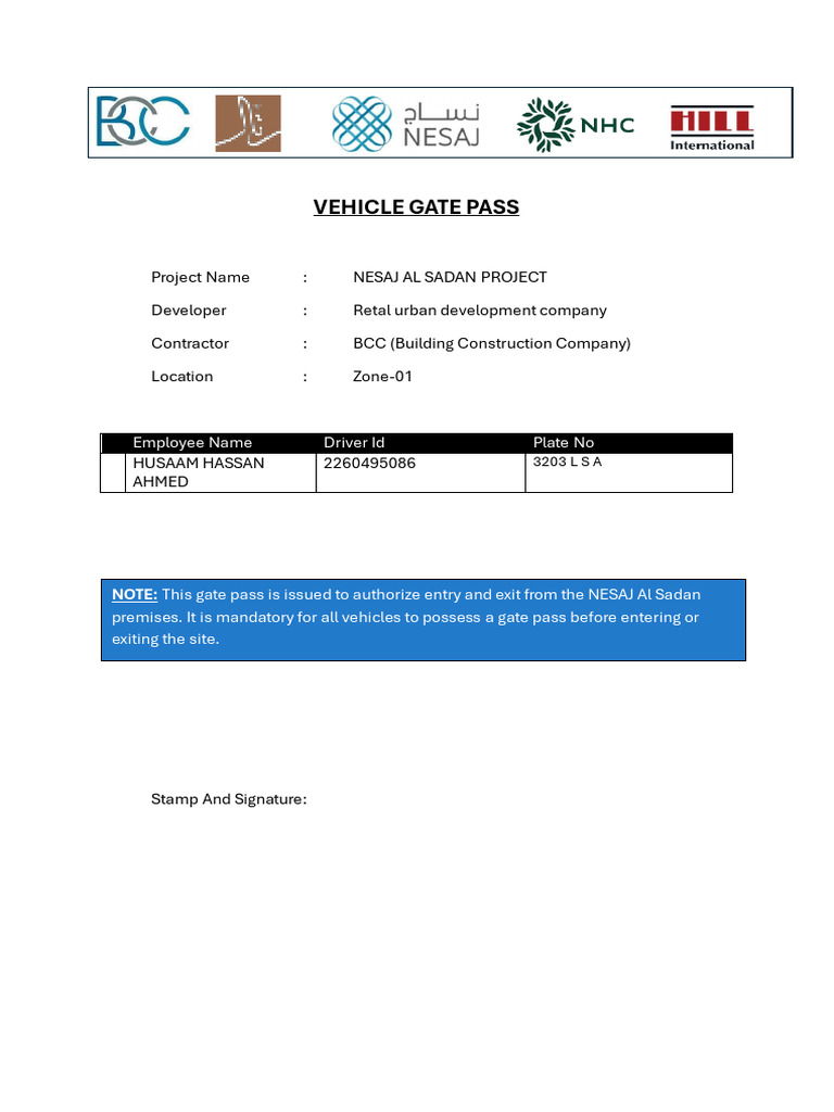 Vehicle Gate Pass | PDF