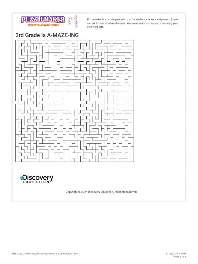 Create Custom Mazes with Puzzlemaker | PDF