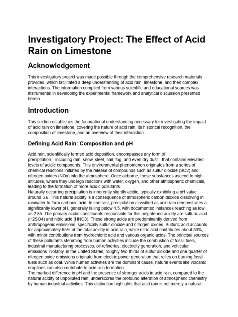 Acid Rain's Impact on Limestone | PDF | Limestone | Weathering