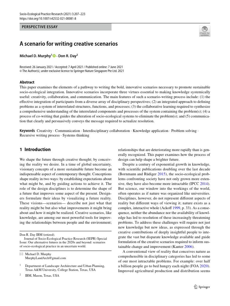 A Scenario For Writing Creative Scenarios | PDF | Creativity | Thought