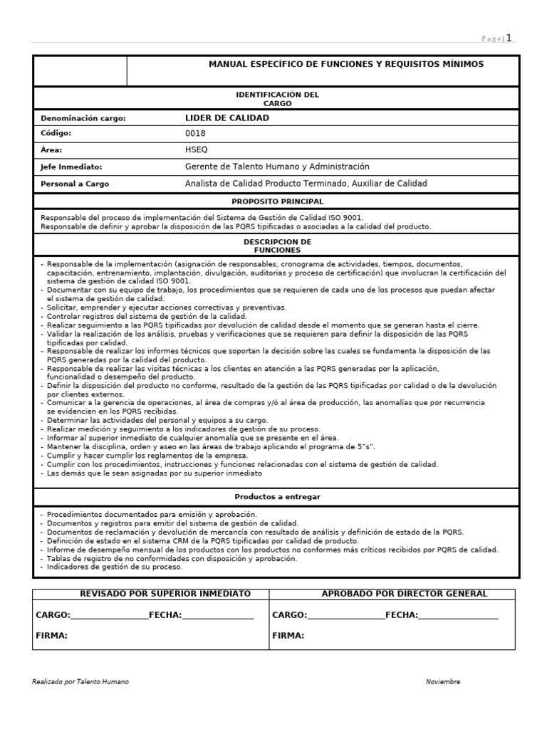 Lider de Calidad | PDF | Calidad (comercial) | Sistema de manejo de calidad