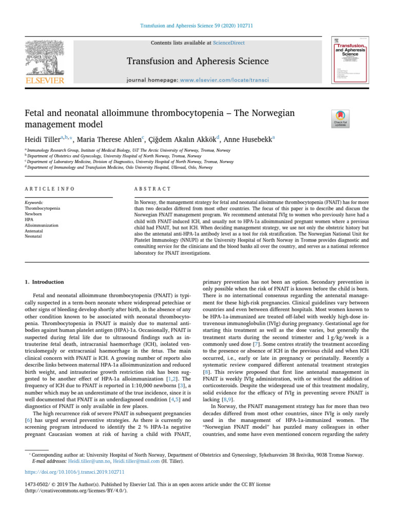 Norwegian FNAIT Management Model | PDF | Clinical Medicine | Immunology