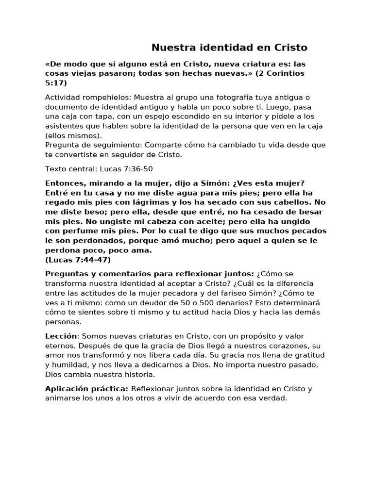 Identidad Transformada en Cristo | PDF