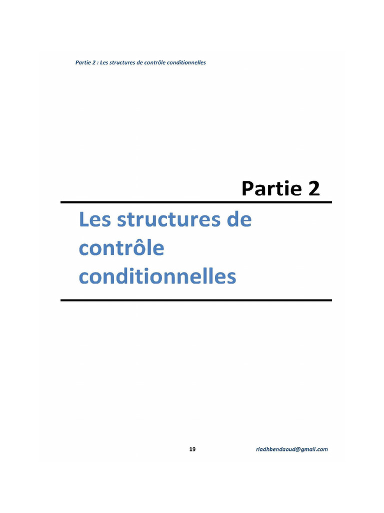 Partie 2 Les Structures de Contrôle Conditionnelles | PDF