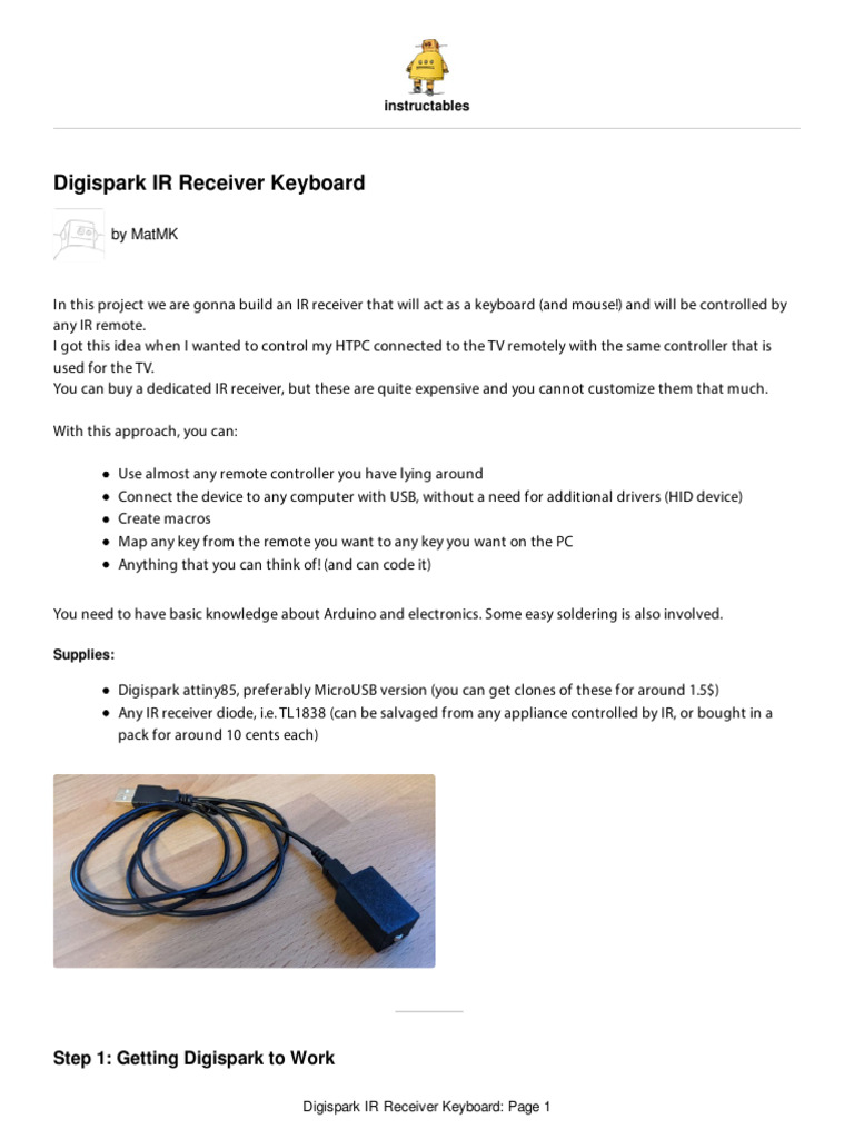 Digispark IR Receiver Keyboard | PDF | Arduino | Computer Keyboard