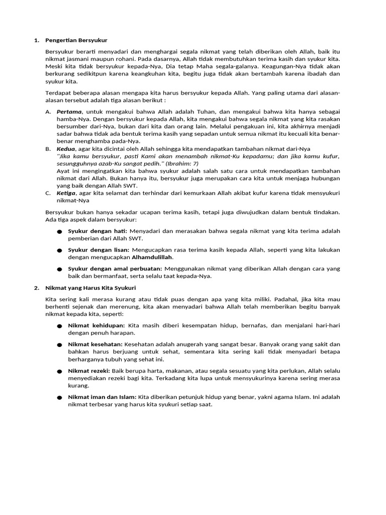 Bersyukur, Rahmat, Hidayah, Dan Syafaat | PDF