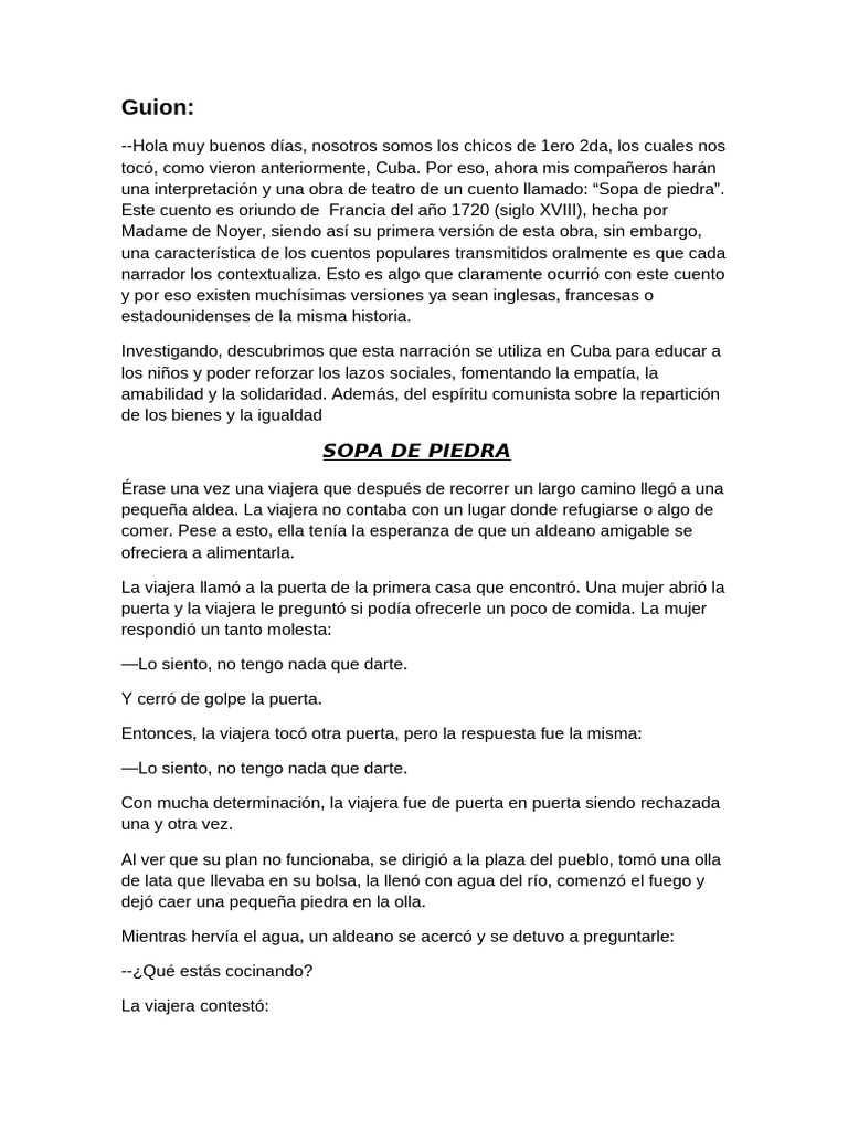 Sopa de Piedra | PDF | Sopa