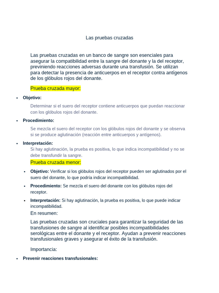 Las Pruebas Cruzadas | PDF | Sangre | Transfusión de sangre