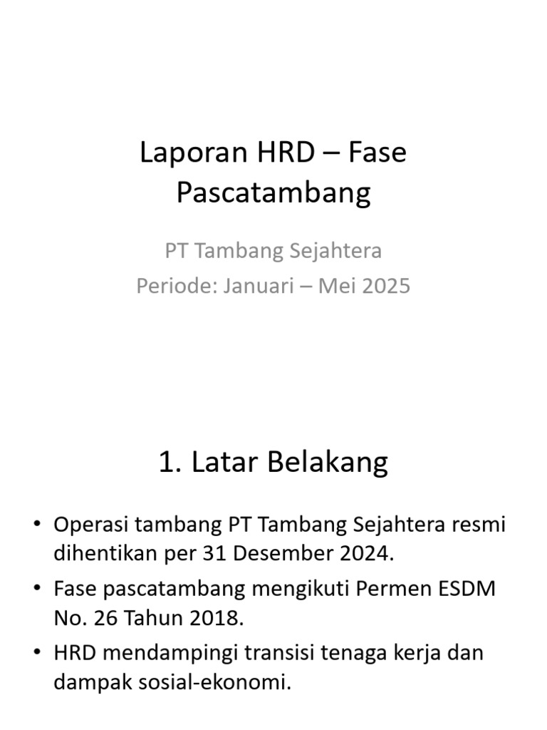 Laporan HRD Pascatambang PT Tambang Sejahtera | PDF