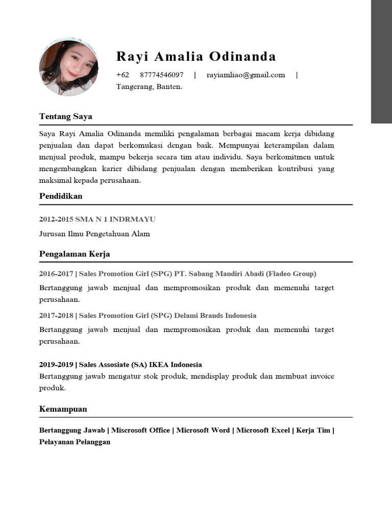 CV Rayi Amalia Odinanda | PDF