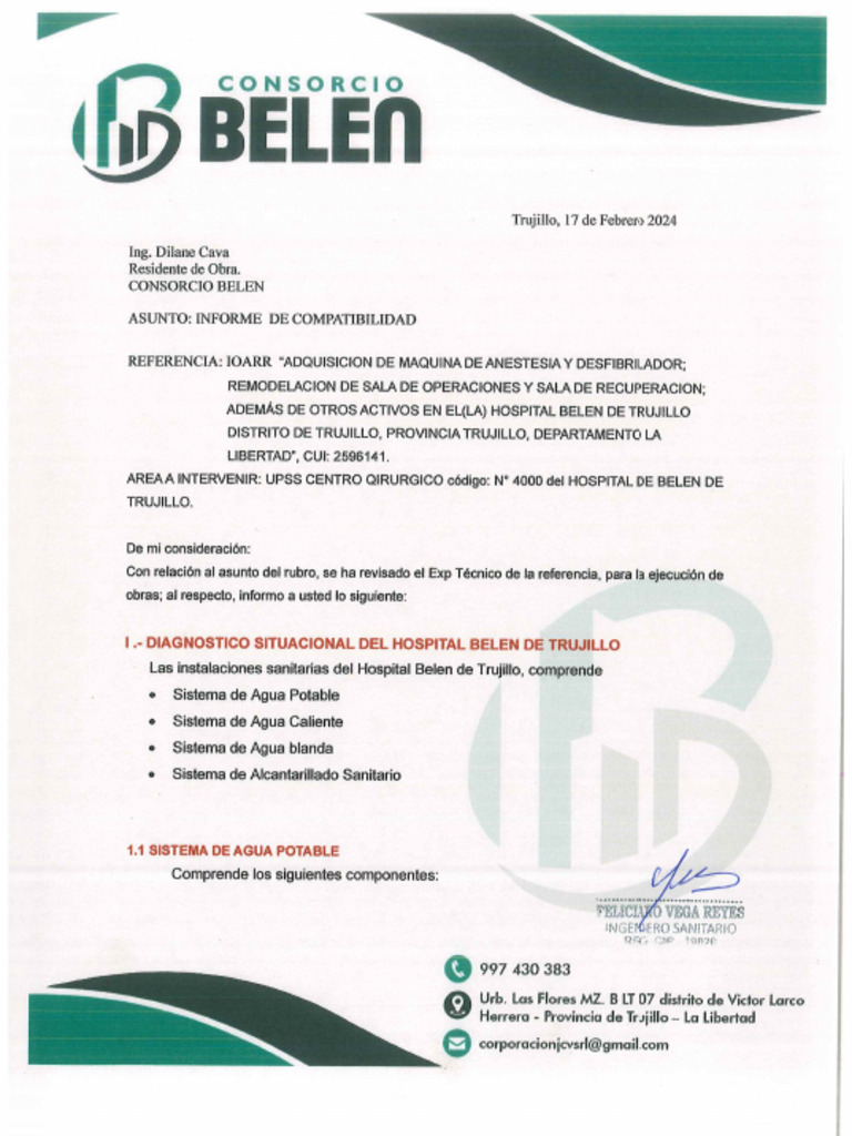 Inf Compat. Inst Sanitarias HOSPITAL BELEN | PDF