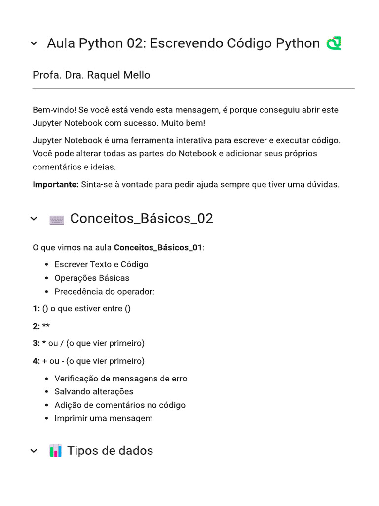 Python02 - Conceitos BÃ¡sicos - Parte1 | PDF