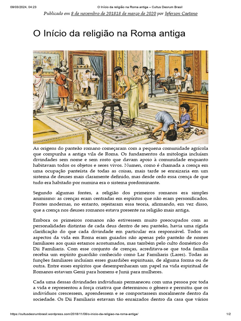 O Início Da Religião Na Roma Antiga - Cultus Deorum Brasil | PDF | Roma ...