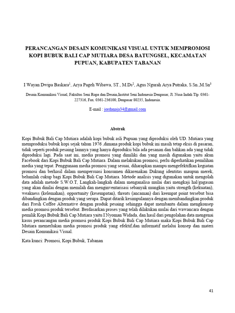 Perancangan DKV Untuk Promosi Kopi Bubuk | PDF