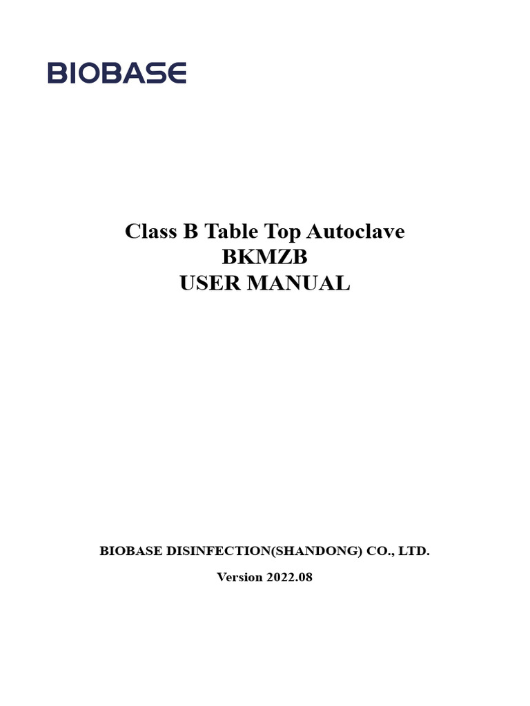 BIOBASE Class B Table Top Autoclave BKMZB User Manual | PDF ...
