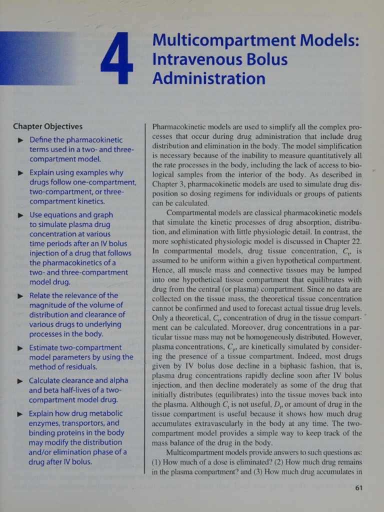 Capitulo#4 MultiCompartamental | PDF | Pharmacokinetics | Pharmacology