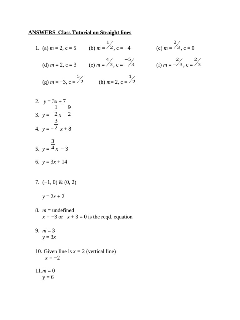 ANSWERS Class Tutorial On ST Lines | PDF | Euclid | Classical Geometry