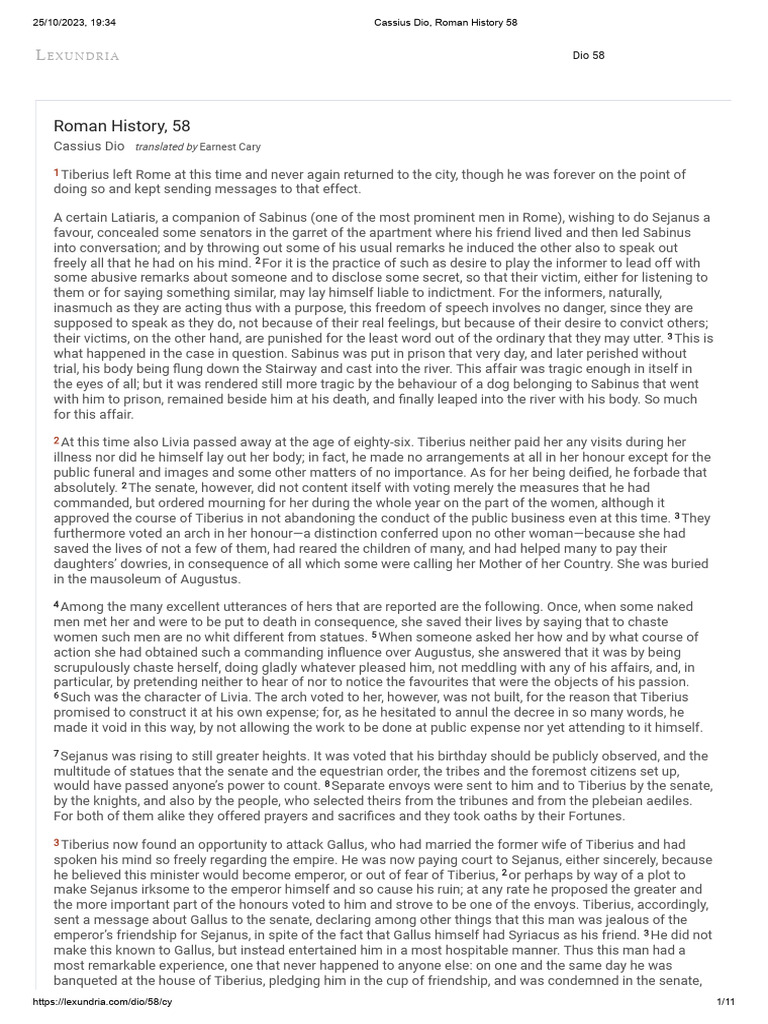 Cassius Dio, Roman History 58 | PDF | Caligula | Ancient Rome