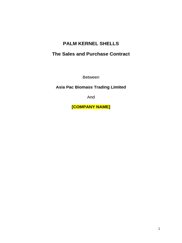 Palm Kernel Shells Purchase Agreement | PDF | Breach Of Contract ...