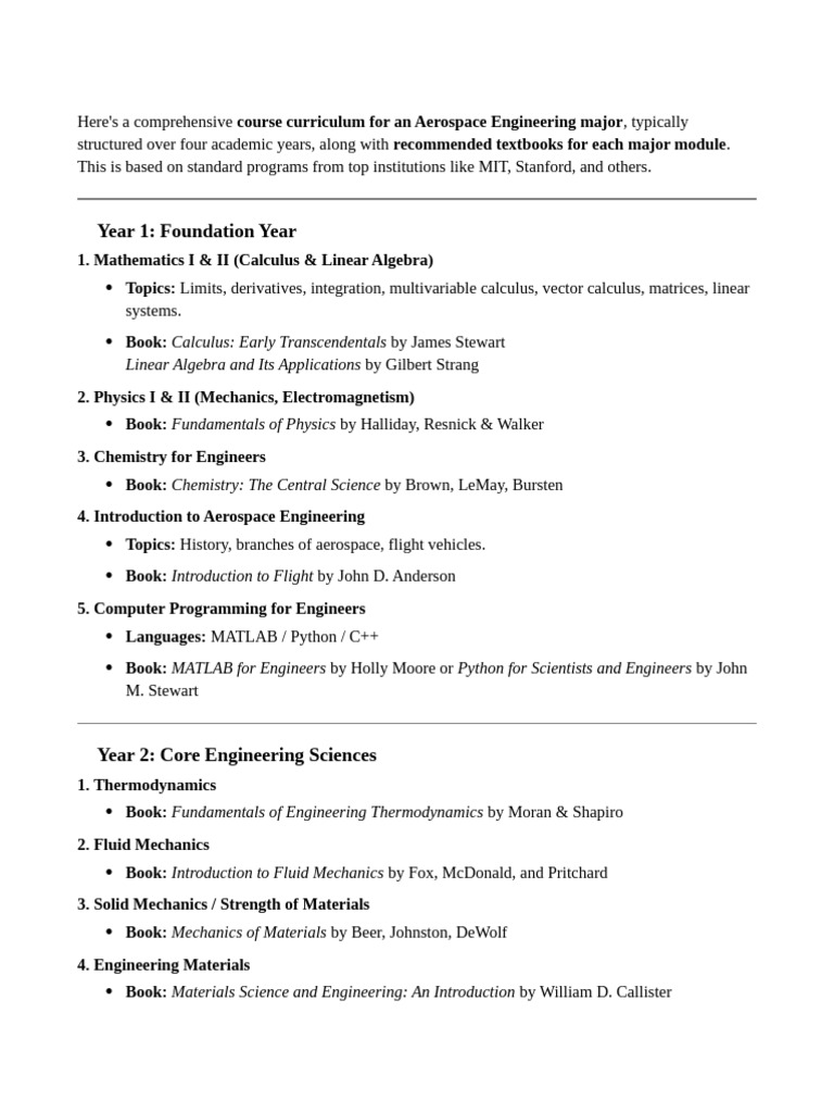 Aerospace Engineering Curriculum Overview | PDF | Jet Engine ...