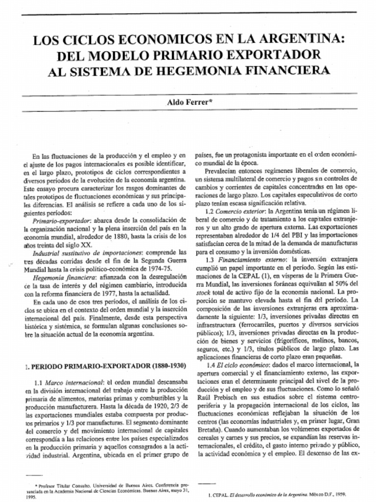 Los Ciclos Econ Micos - FERRER | PDF
