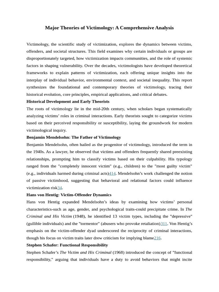 Major Theories of Victimology | PDF | Crimes | Crime & Violence