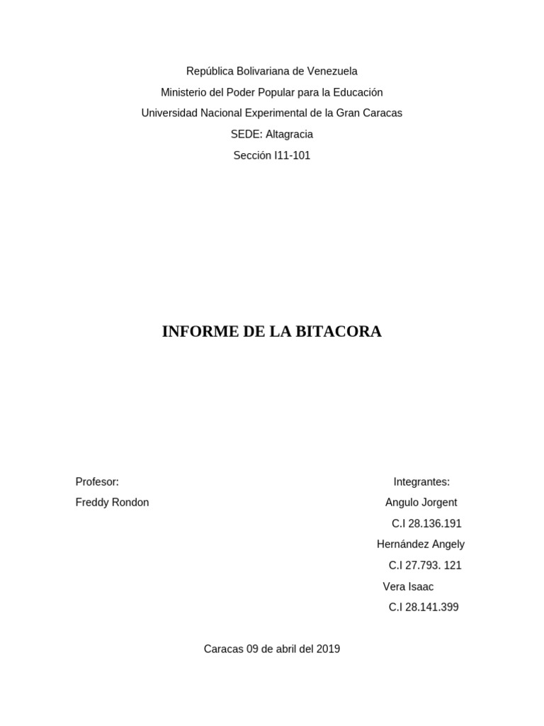 Informe de La Bitacora | PDF | Informática