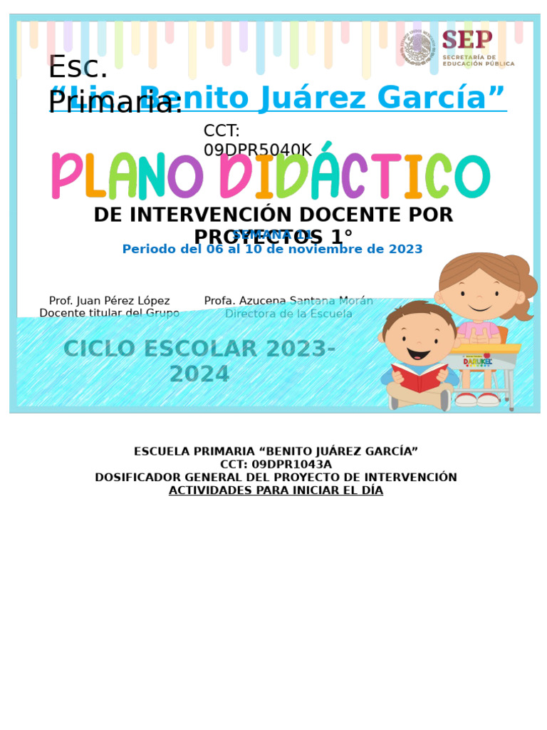 1° Sem11 Word Planeación Proyectos Darukel 23-24 | PDF | Sonido | Aprendizaje