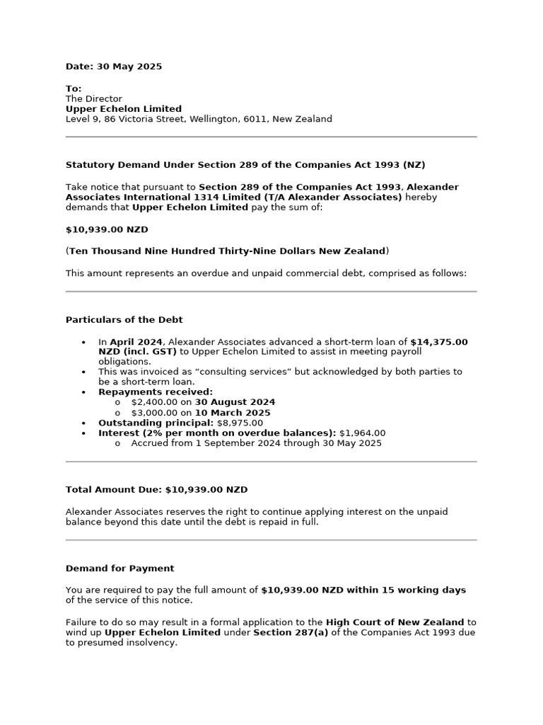 Statutory Demand | PDF