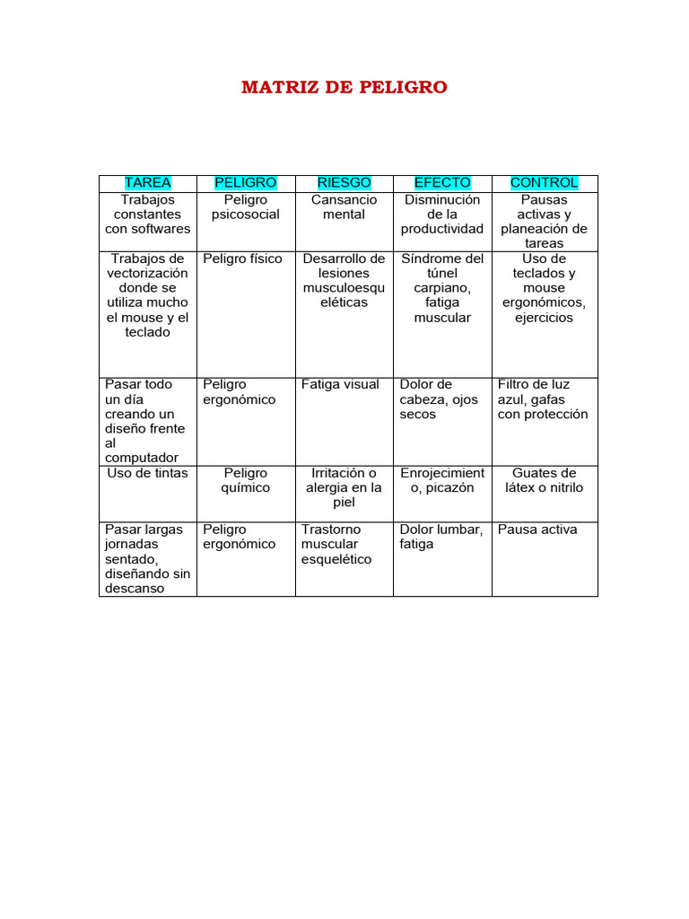 MATRIZ DE PELIGRO | PDF