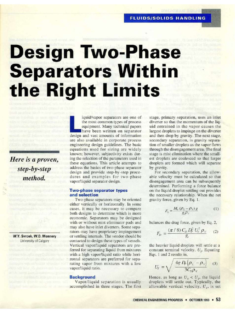 Two-phase Separator Design | PDF