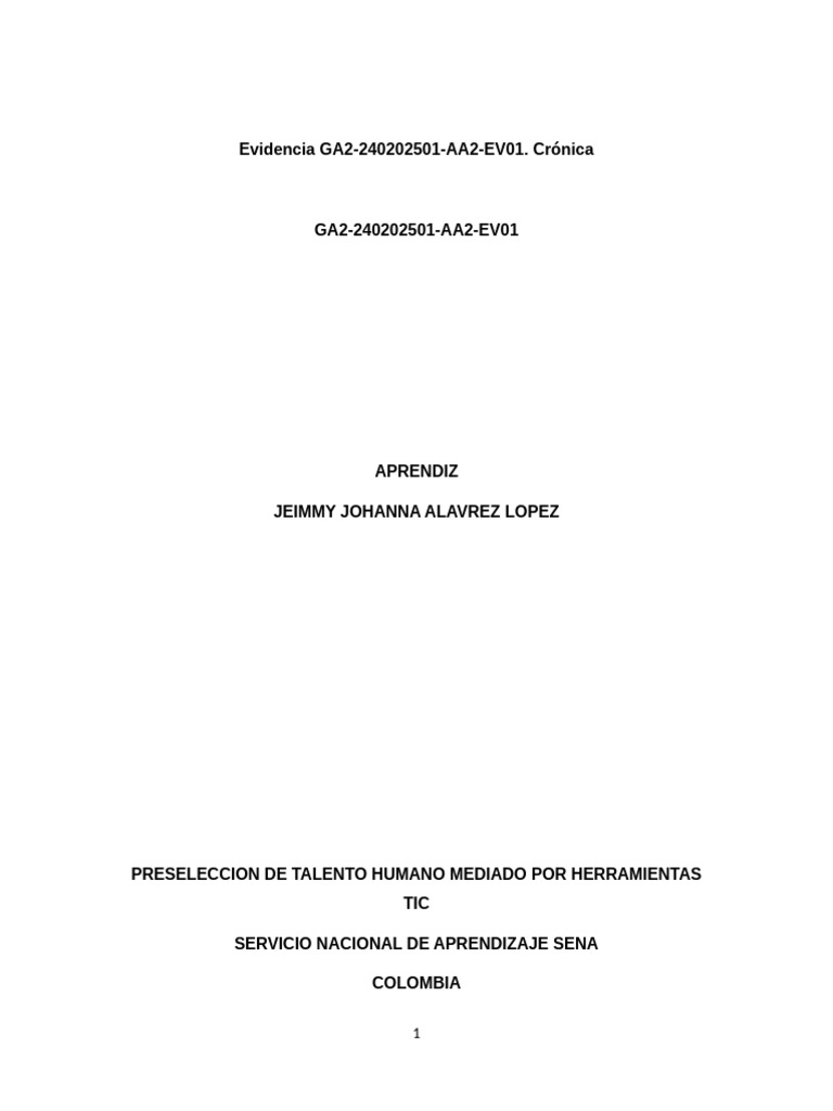 Evidencia GA2-240202501-AA2-EV01. Crónica | PDF