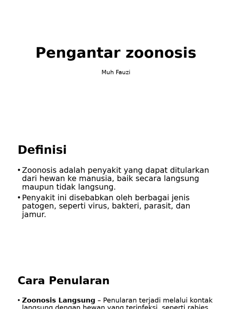 Panduan Lengkap Zoonosis dan Pencegahannya | PDF
