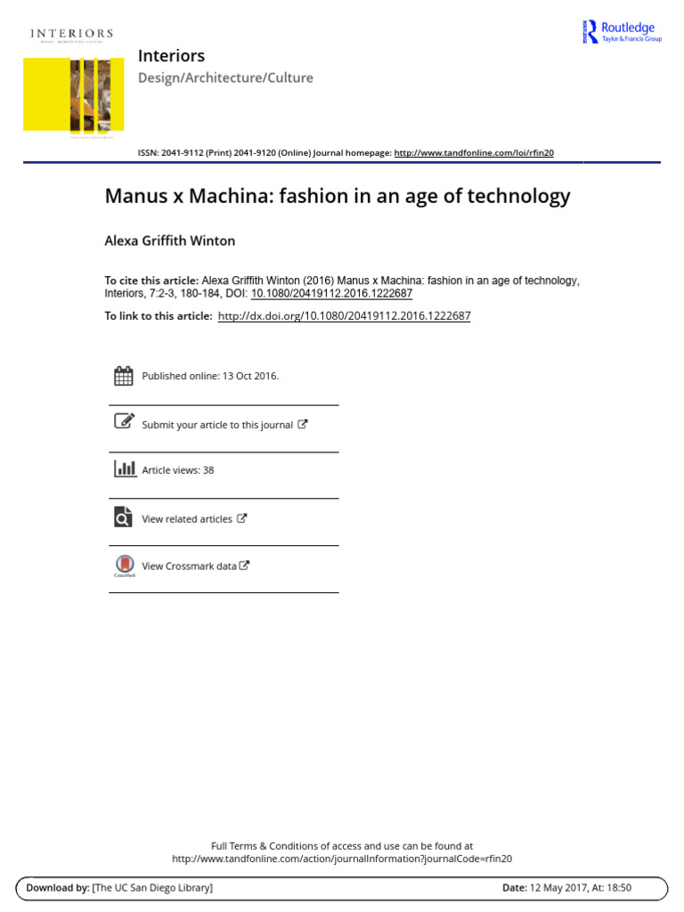 Manus X Machina: Fashion in An Age of Technology: Interiors | PDF ...