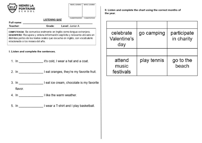 Listening Quiz JUNIOR A | PDF