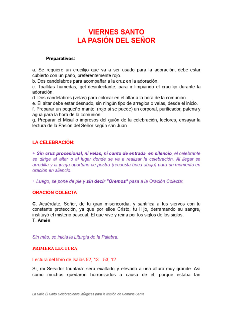 Celebración Viernes Santo | PDF | eucaristía | Jesús