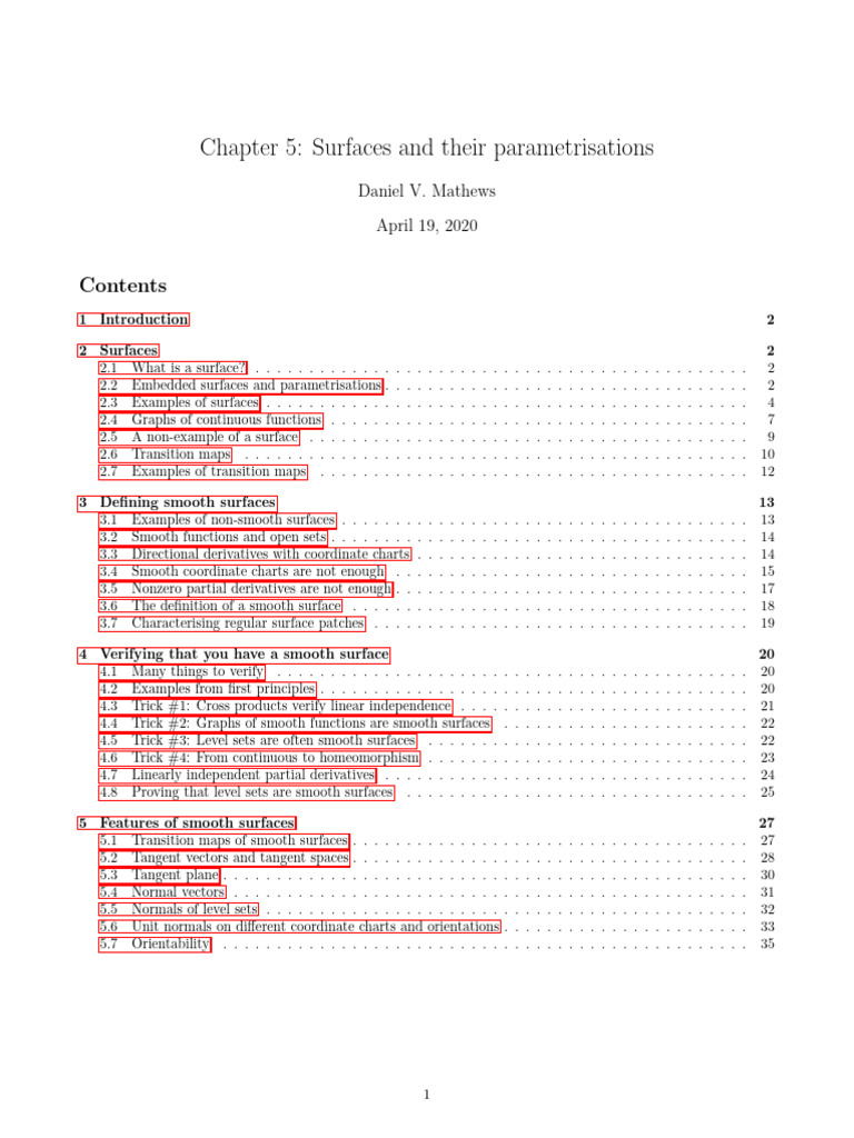 5 Surfaces and Their Parametrisations | PDF | Curve | Function ...