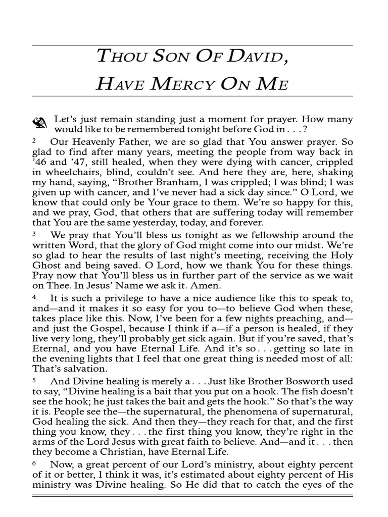 Mercy of the Son of David | PDF | Jesus | Religious Belief And Doctrine