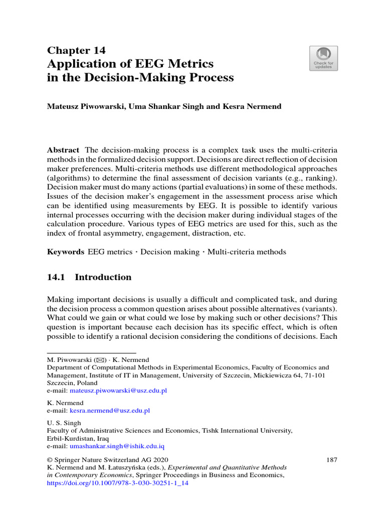 Application of EEG Metrics in The Decision-Making | PDF | Decision ...