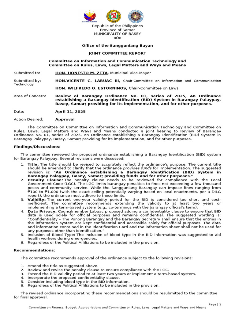 April 11, 2025 BID of Brgy. Palaypay | PDF | Local Ordinance | Governance